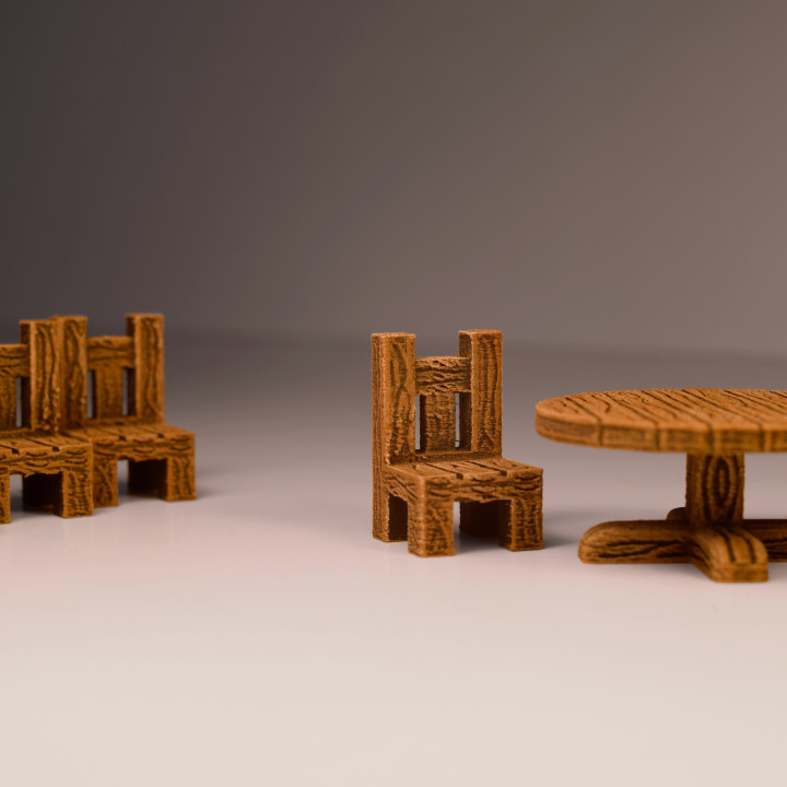 3D Printable wooden table with chairs by Jason Beckers