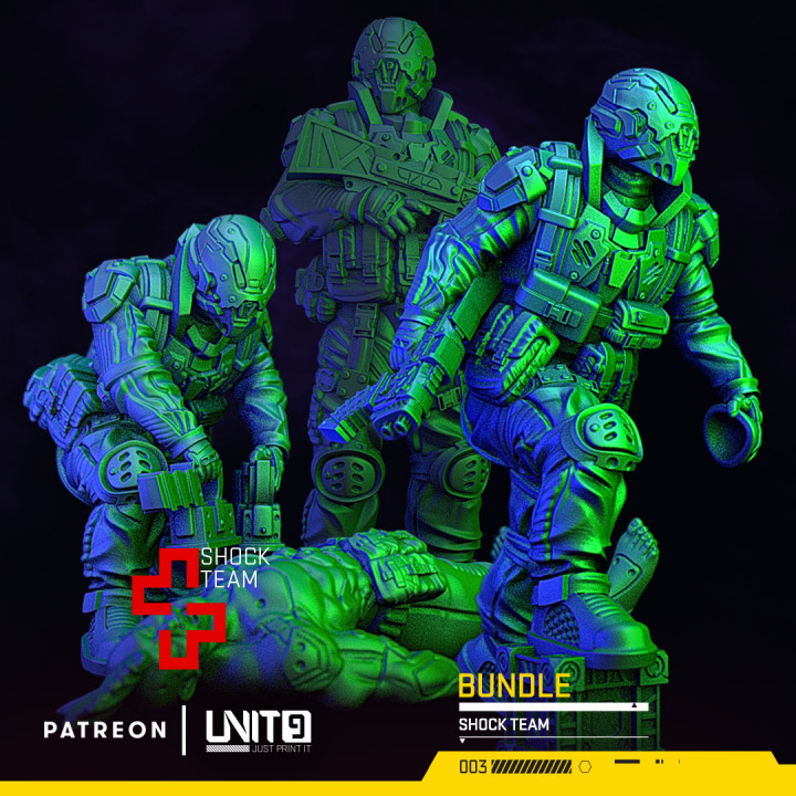 3D Printable Cyberpunk - Shock Team - BUNDLE by UNIT9
