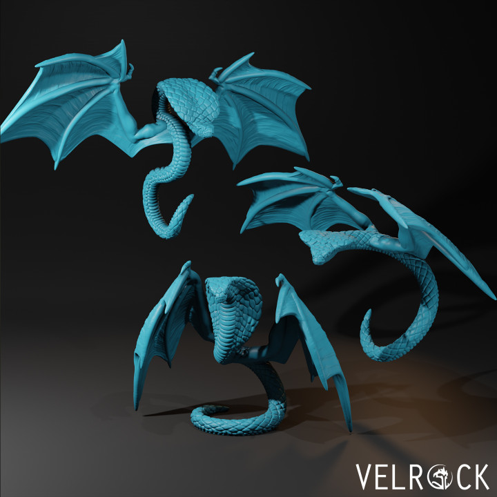 3D Printable Flying Cobra (PRESUPPORTED) by Velrock Art Miniatures