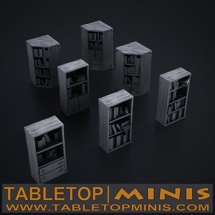 3D Printable Book Shelves by TableTopMinis