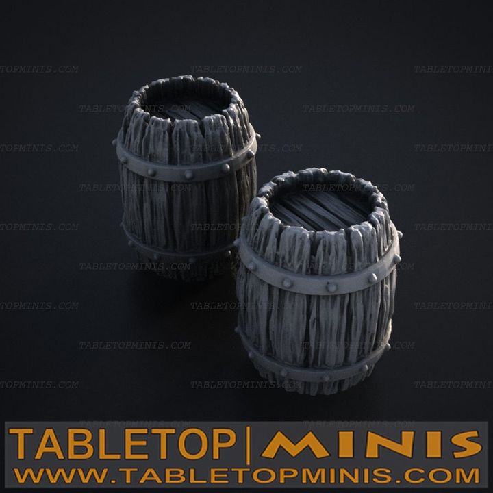 3D Printable Wooden Barrel by TableTopMinis