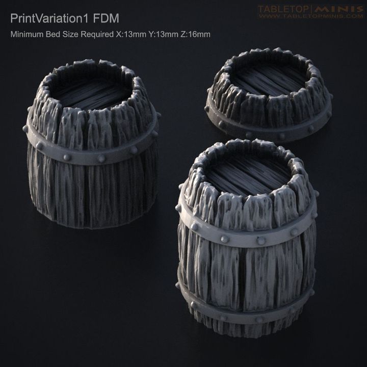 3D Printable Wooden Barrel by TableTopMinis