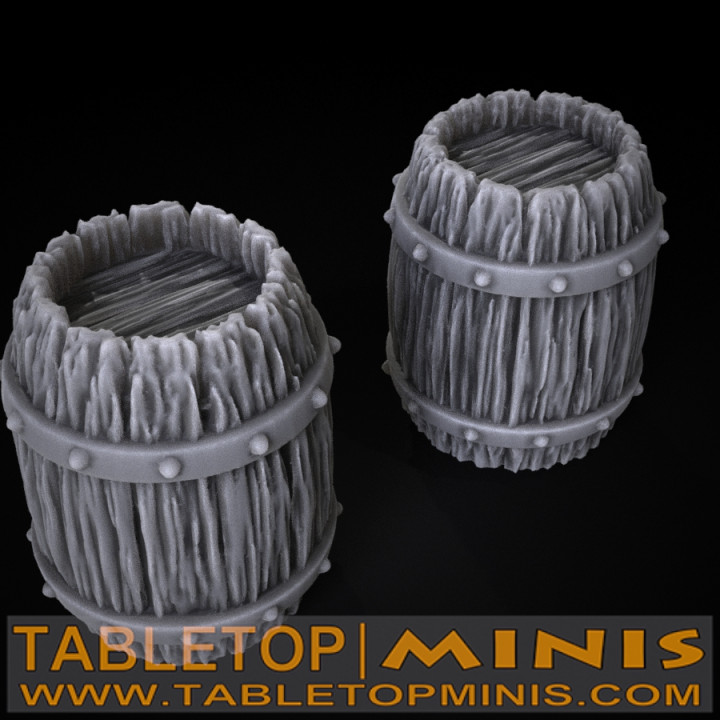 3D Printable Wooden Barrel by TableTopMinis