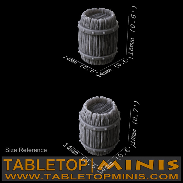 3D Printable Wooden Barrel by TableTopMinis