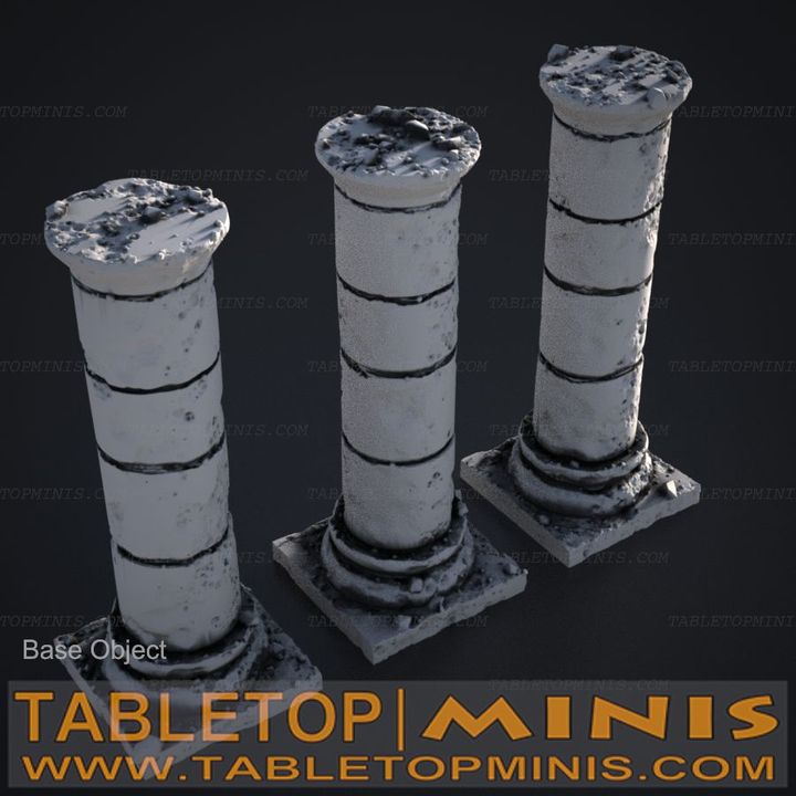 3D Printable Cylindrical Damaged Pillars by TableTopMinis