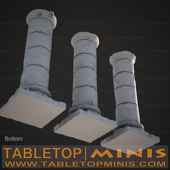 3D Printable Cylindrical Damaged Pillars by TableTopMinis