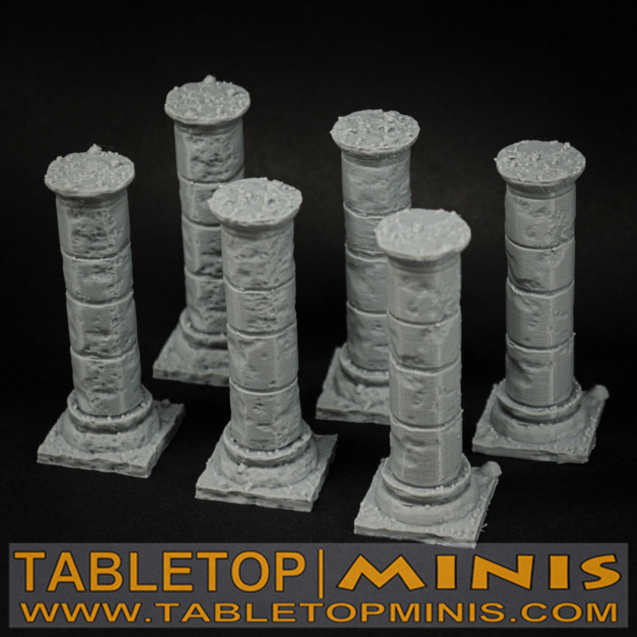 3D Printable Cylindrical Damaged Pillars by TableTopMinis