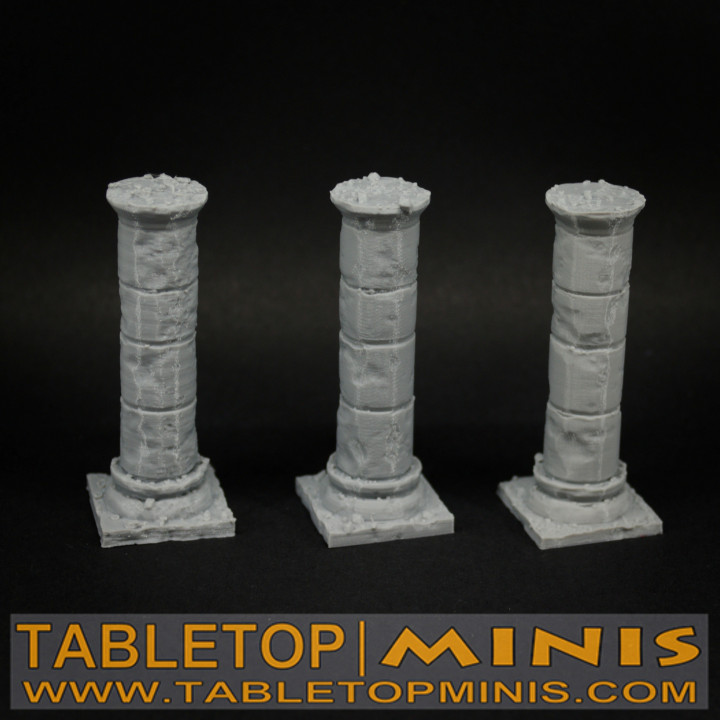 3D Printable Cylindrical Damaged Pillars by TableTopMinis
