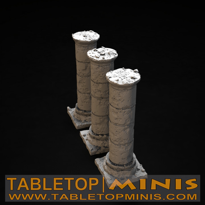 3D Printable Cylindrical Damaged Pillars by TableTopMinis