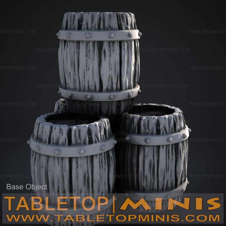 3D Printable Stack of Barrels by TableTopMinis