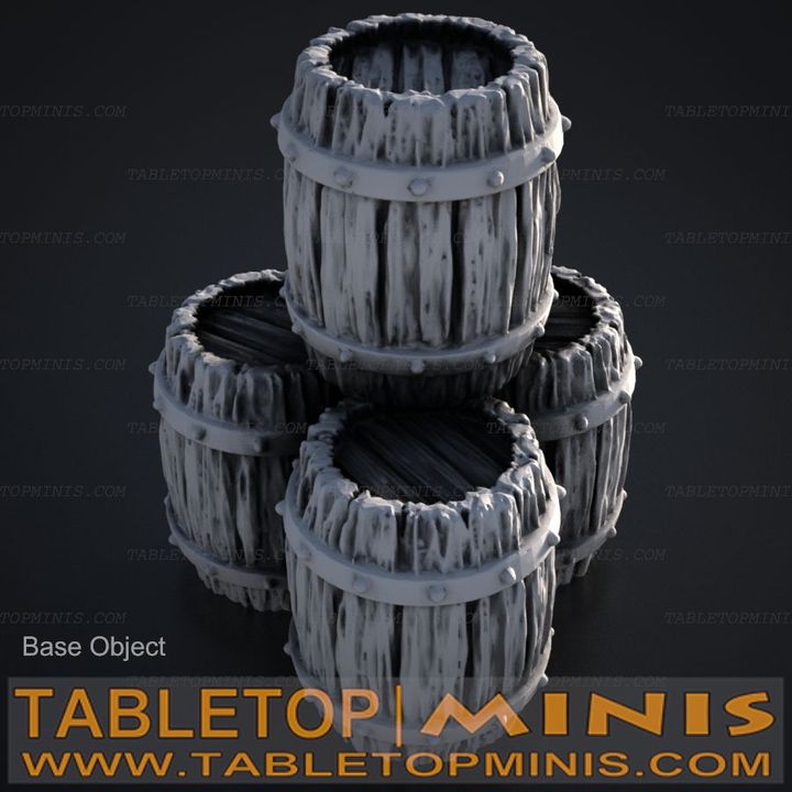 3D Printable Stack of Barrels by TableTopMinis
