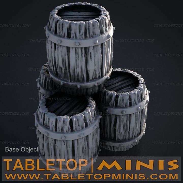 3D Printable Stack of Barrels by TableTopMinis