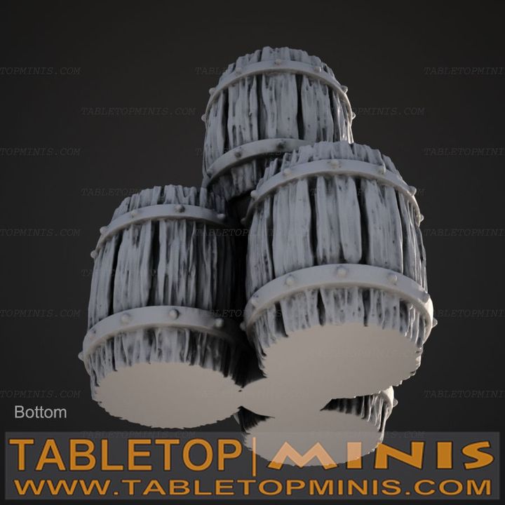 3D Printable Stack of Barrels by TableTopMinis
