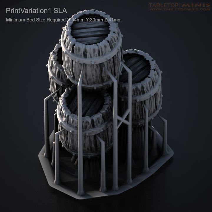 3D Printable Stack of Barrels by TableTopMinis
