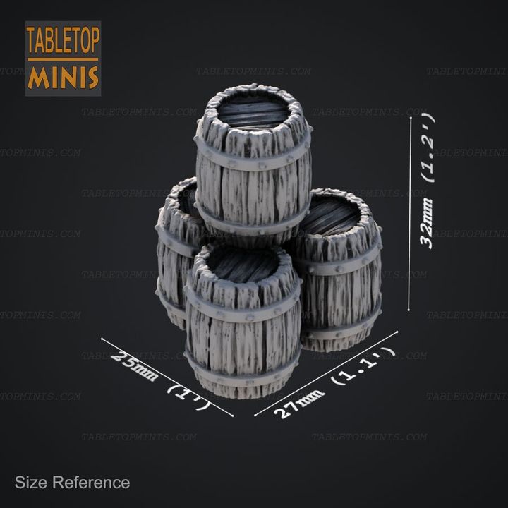 3D Printable Stack of Barrels by TableTopMinis