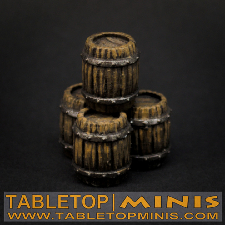 3D Printable Stack of Barrels by TableTopMinis