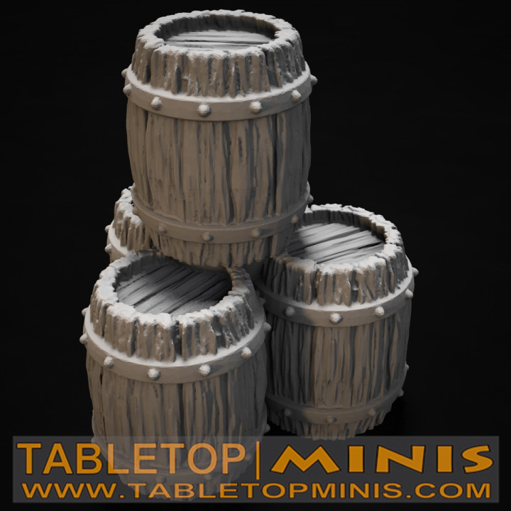 3D Printable Stack of Barrels by TableTopMinis