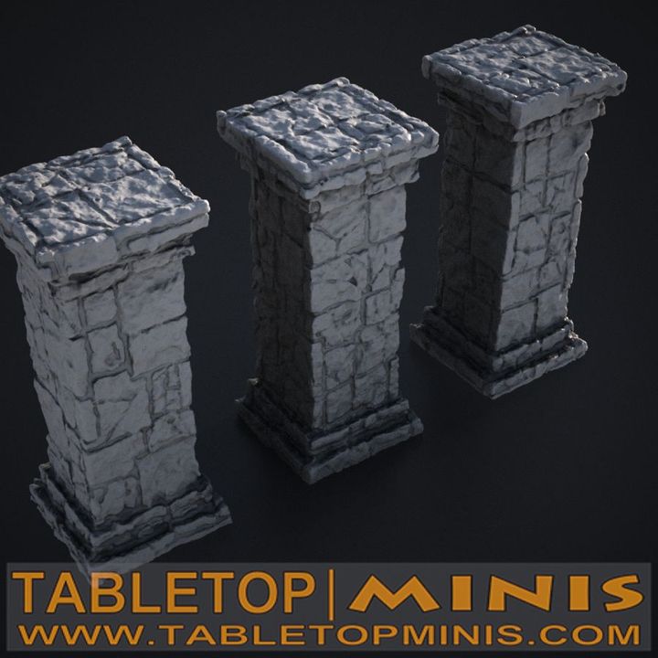 3D Printable Stone Pillars by TableTopMinis