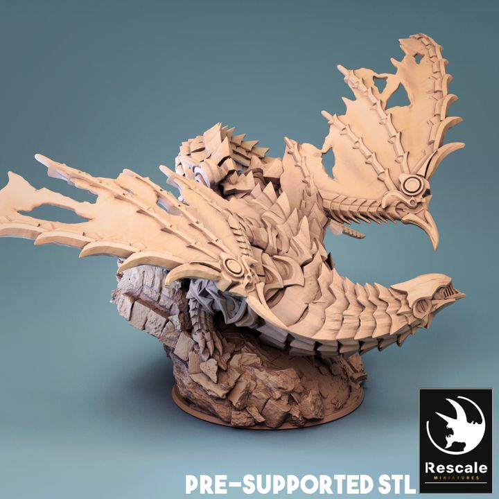 3D Printable Cursed Dragon VS Armored Dragon by Rescale Miniatures