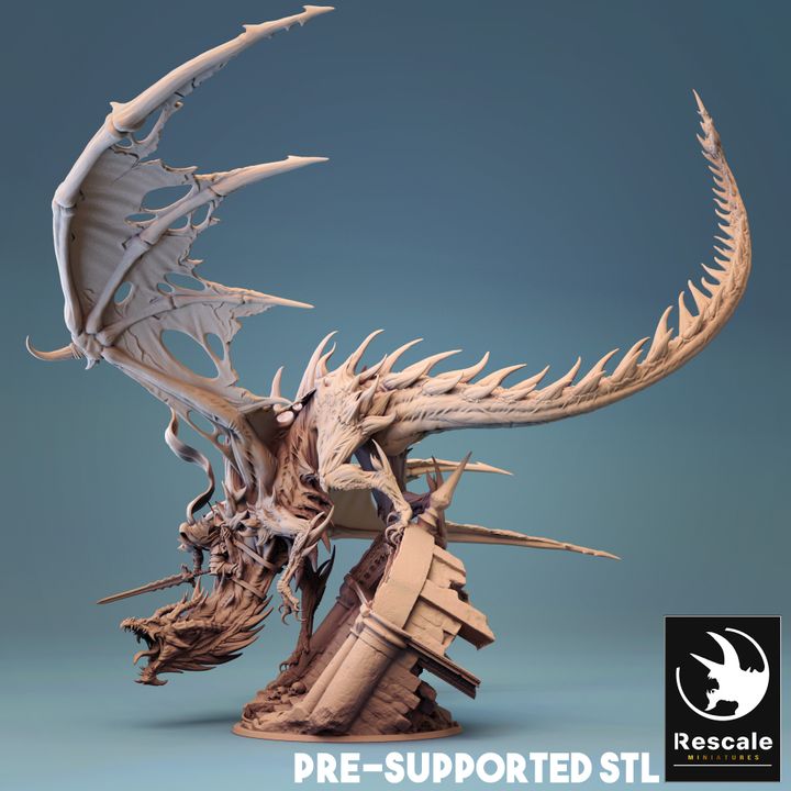 3D Printable Cursed Dragon VS Armored Dragon by Rescale Miniatures