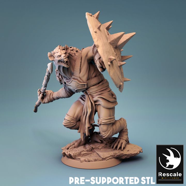 3D Printable Humanoid Rat VS Necromancer by Rescale Miniatures