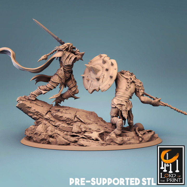 3D Printable Humanoid Rat VS Necromancer by Rescale Miniatures
