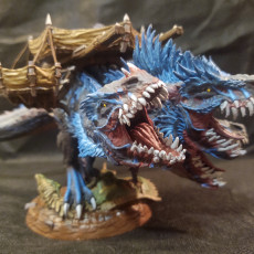 3D Printable Cerberus Rex with Platform (Three Headed T-Rex with ...