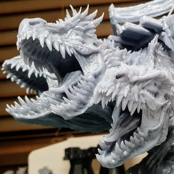 3D Print of Cerberus Rex with Platform (Three Headed T-Rex with ...