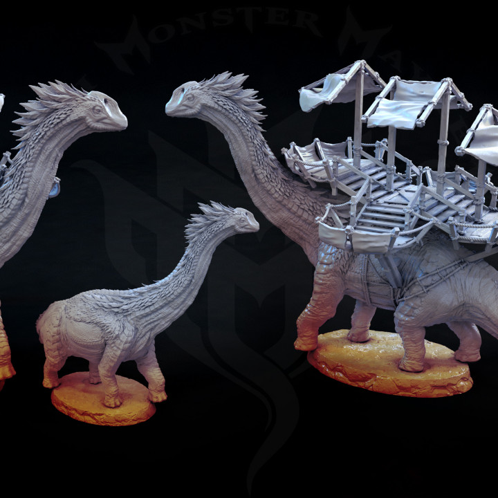 3D Printable Long Neck Dino (Tamed with platform and walking) by Mini ...