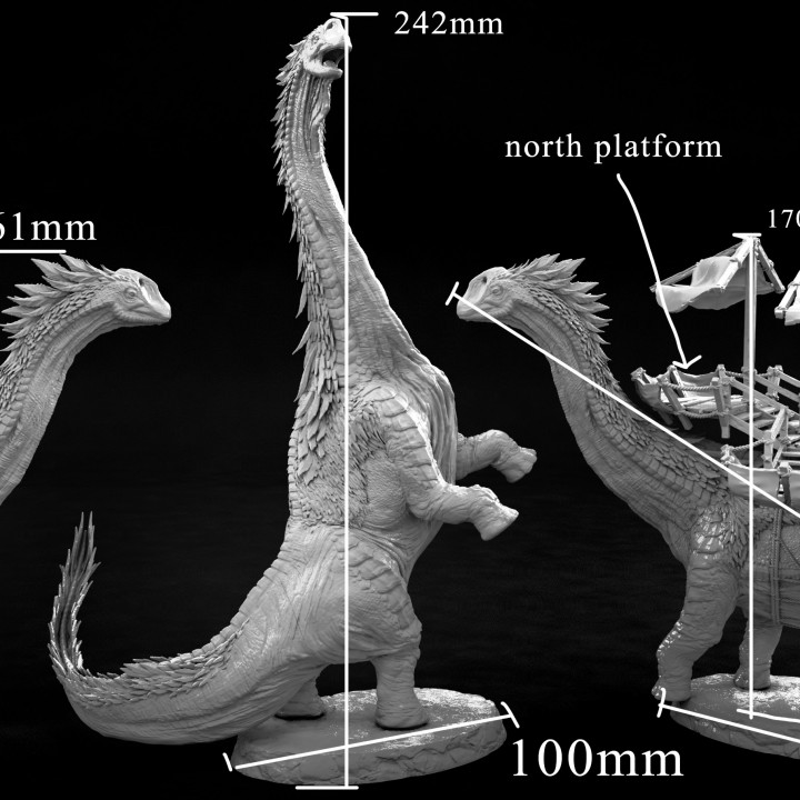 3D Printable Long Neck Dino (Tamed with platform and walking) by Mini ...