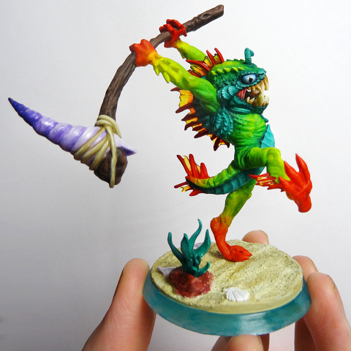 3D Print of K'na, Wn'eng and Wuh'g, Deepling Warriors by Arcanythe