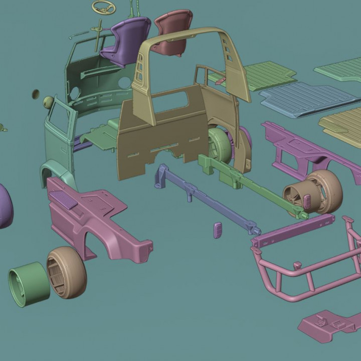 3D Printable WPL D12 RC FULLBODY by BLACKBOX by black-box-MINIATURES STL