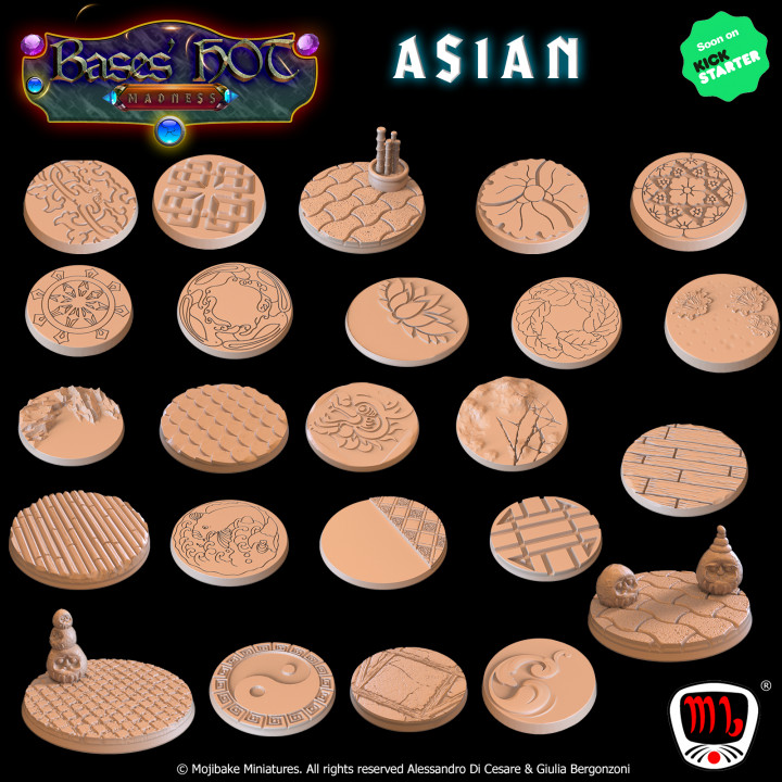 3D Printable Ancient Asian Custom Bases (Bases hot Madness KS Campaign ...