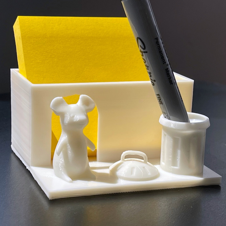 3D Printable Mouse Post-it holder by Philippe Barreaud