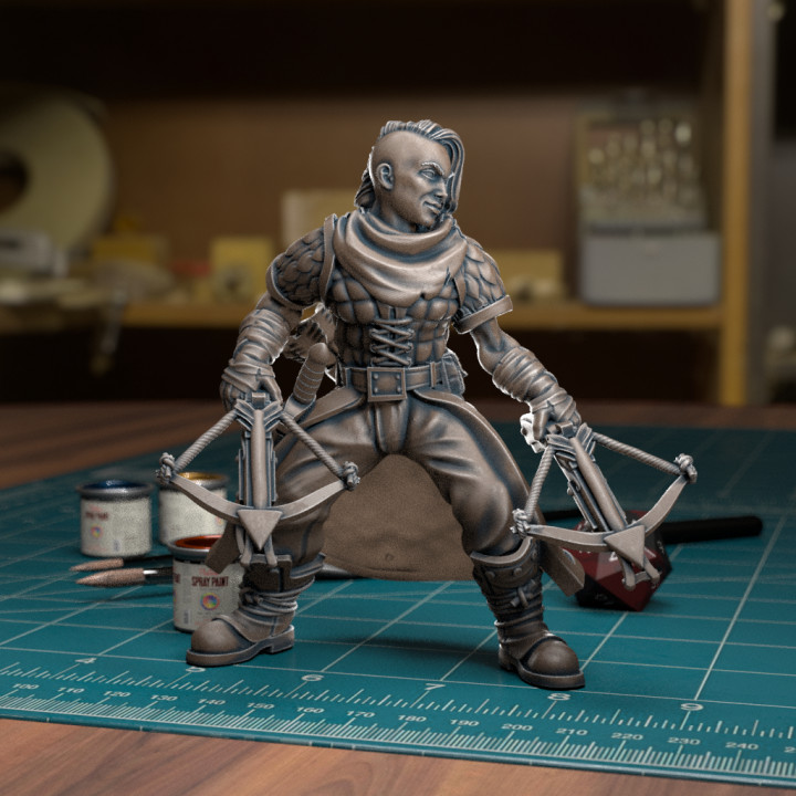 3d Printable Female Crossbowman [pre Supported] By Tytantroll Miniatures
