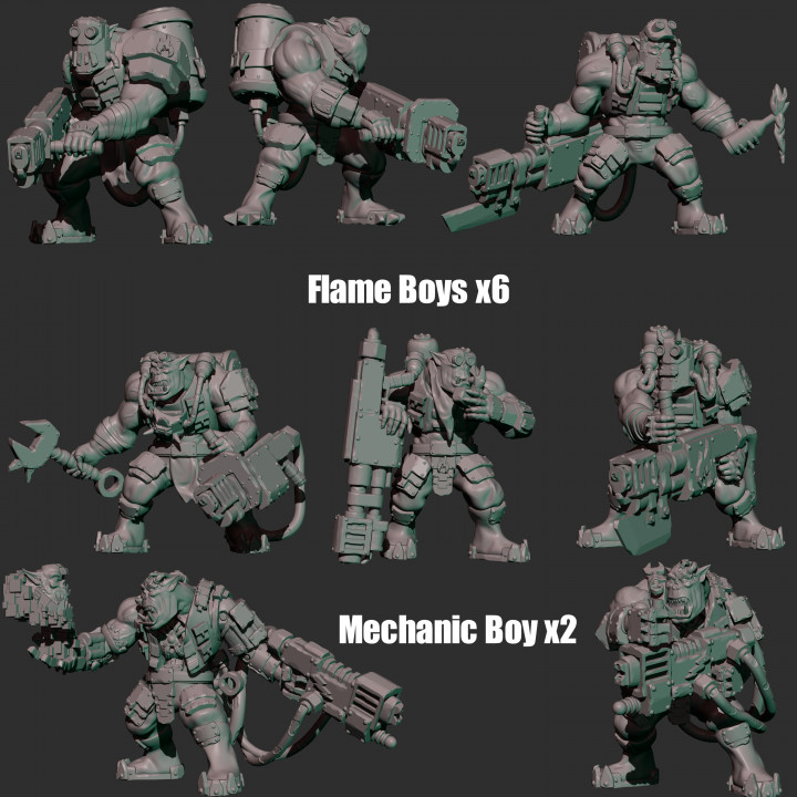 3D Printable Flame Boys and Mechanic Boy by Blue Sky Minis