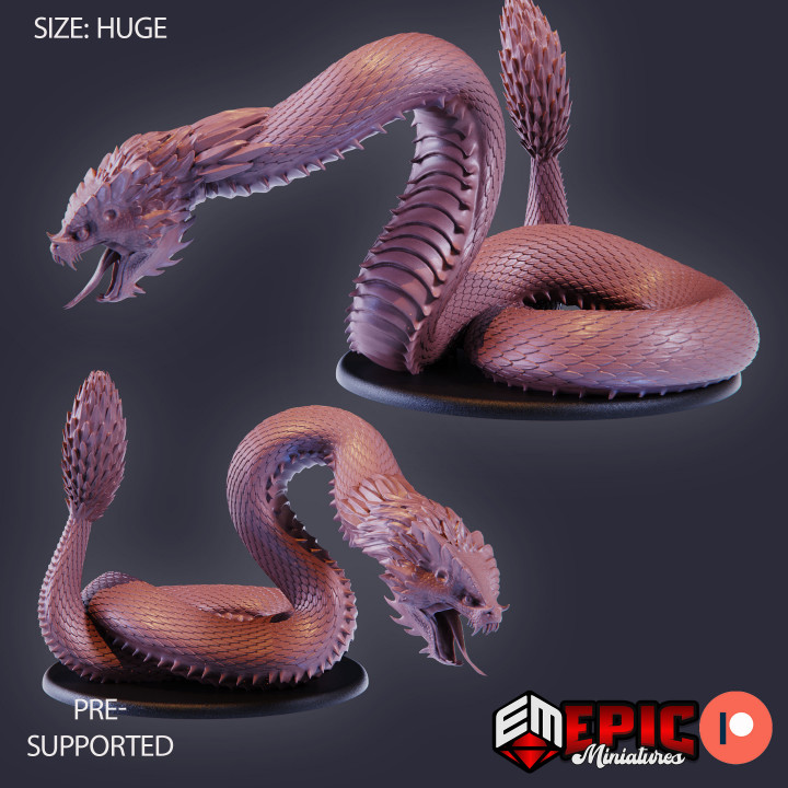 3D Printable Basilisk Set / Petrifying Giant Snake / Magical Ancient ...