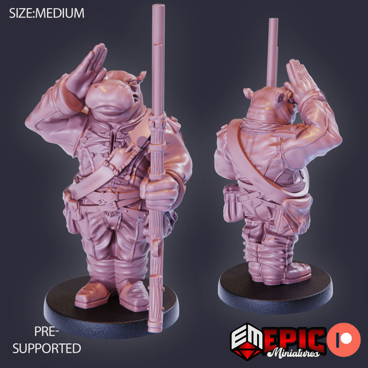 3D Printable Hippo Soldier Set / Hippofolk Warrior / Hippopotamus Army ...