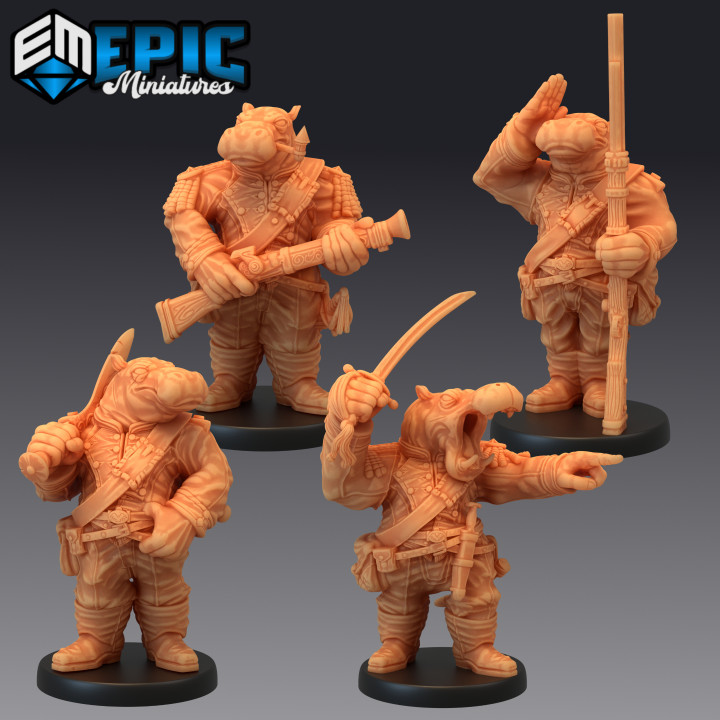 3D Printable Hippo Soldier Set / Hippofolk Warrior / Hippopotamus Army ...