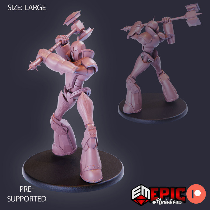 3D Printable Construct Guardian Hammer / Mechanical Metal Guard / Iron ...