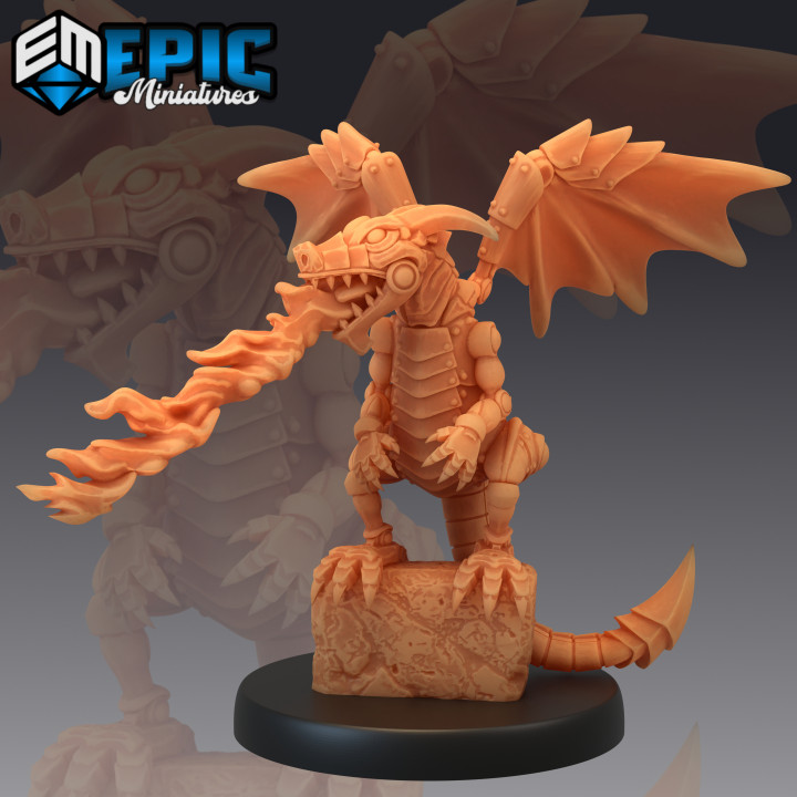 3D Printable Dragon Whelp Construct Attacking / Mechanical Fire Drake ...