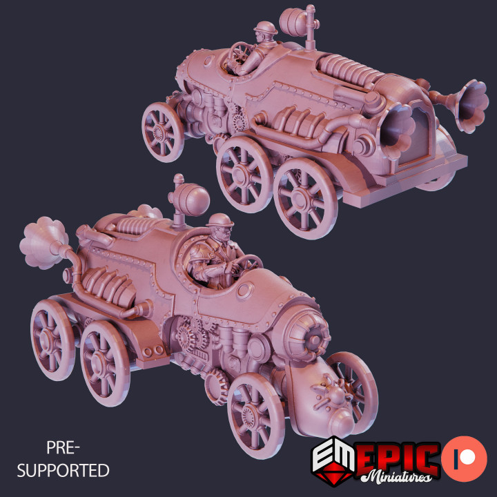 3D Printable Steam Tech x600 Roadbuzzer / Steampunk Car Construct ...