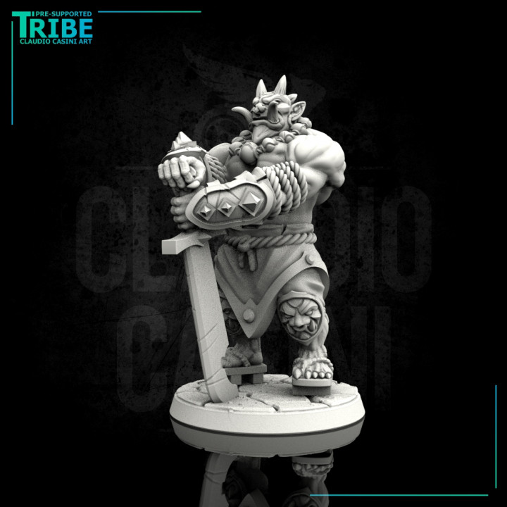 3D Printable (0031) Male oni orc with two hands sword by Claudio Casini Art