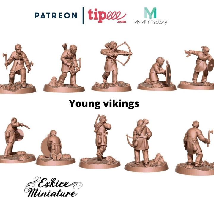 3D Printable Vikings serie 3 - 10 figurines - 28mm for wargame by ...