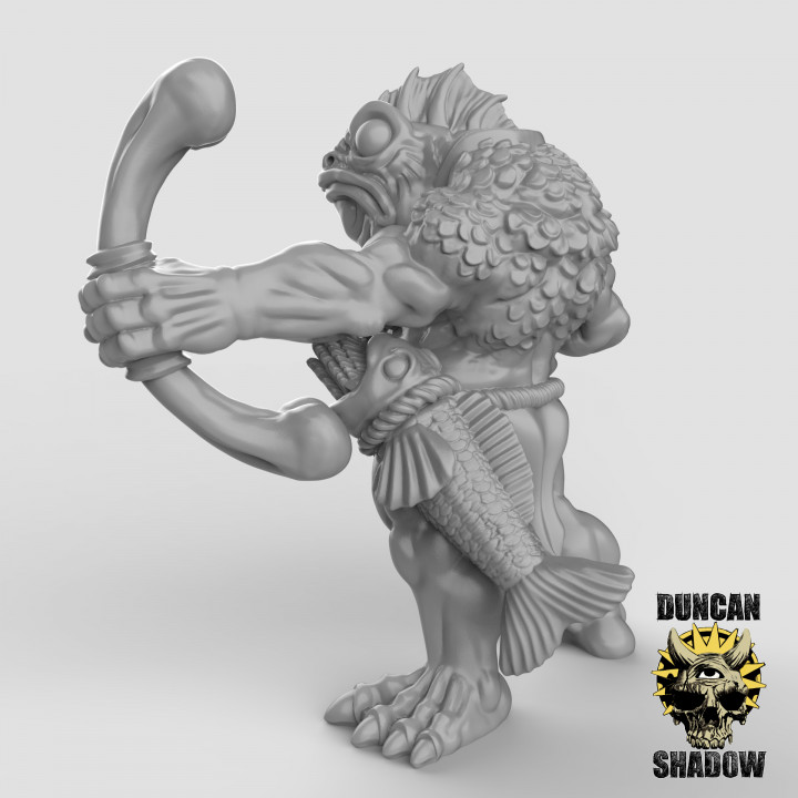 3D Printable Koa Toa Fish Folk with Bows (pre supported) by Duncan Shadow