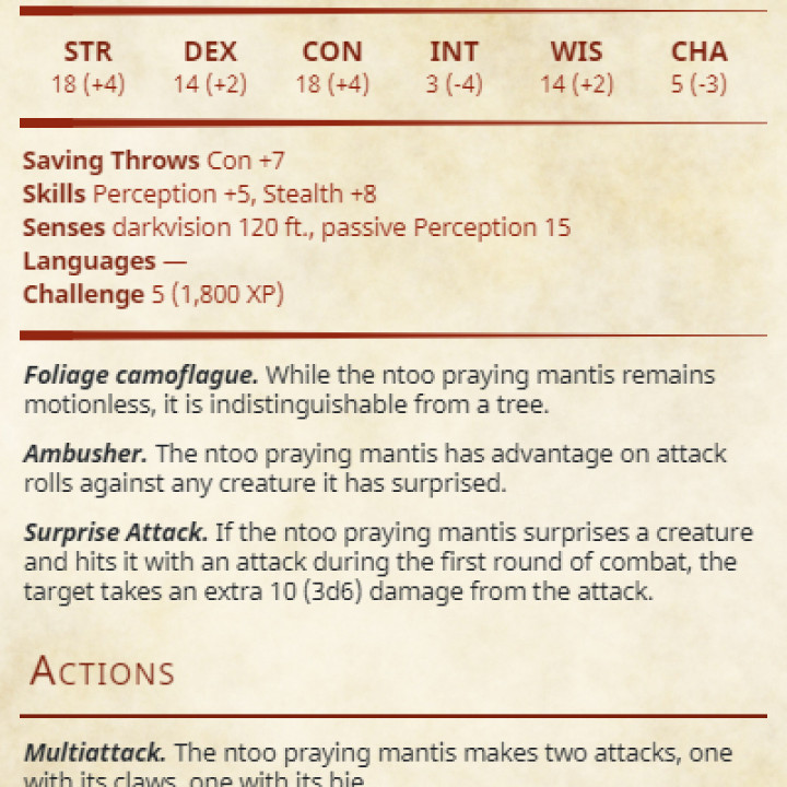 3D Printable Ntoo preying mantis by Cult of Pickle