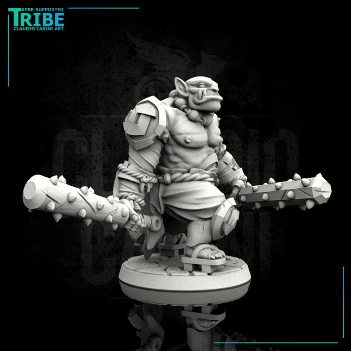 3D Printable (0029) Male orc oni with clubs by Claudio Casini Art