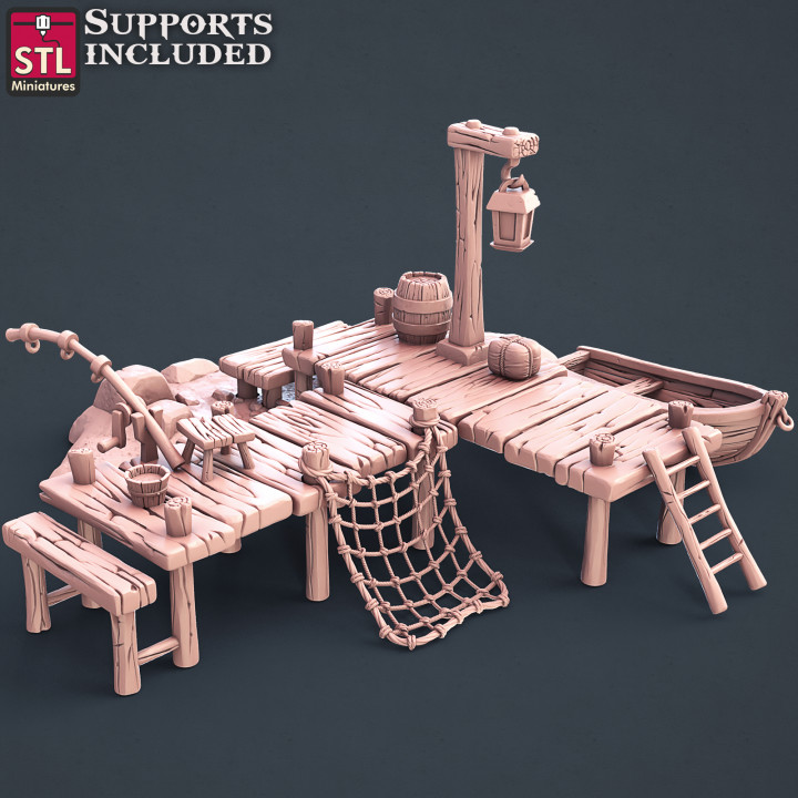 3D Printable Boat Builder Dock by STL Miniatures