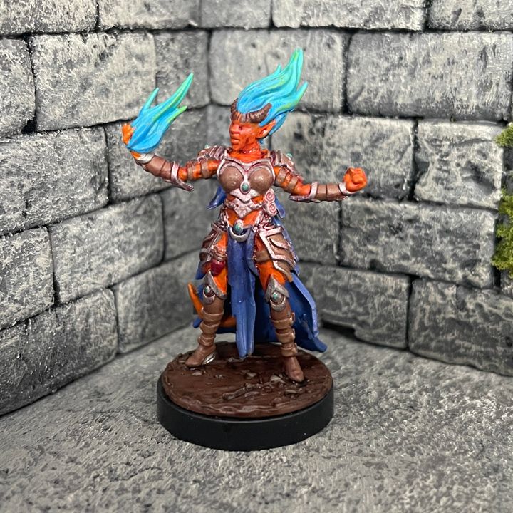 3D Print of (0032) Female human elf half orc tiefling elemental fire ...