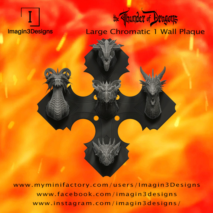 3D Printable #1 Large 42" Wall Display Plaque - Holds 5 Dragon Busts ...